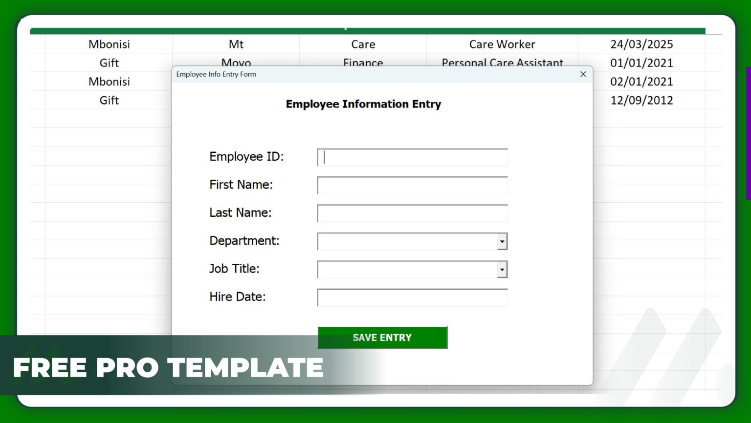 Employee Register Excel Template – Healthcare & Office Admin